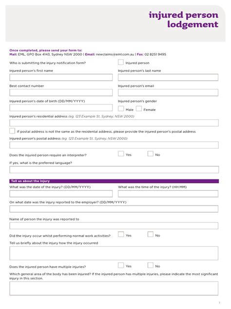 Icare Injury Notification Form Injured Worker 3 Pdf