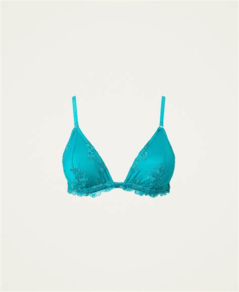 Embroidered Tulle Triangle Bra Woman Green Twinset Milano