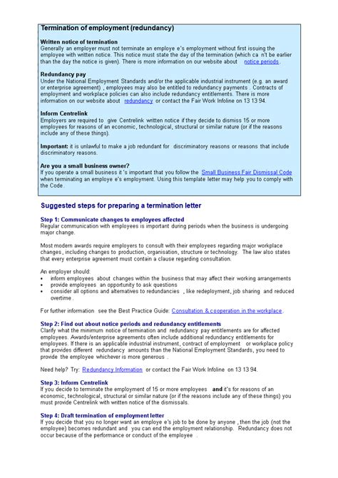 Letter Of Termination Of Employment Redundancy Templates At