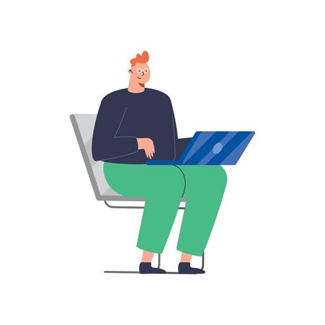 Man Using Laptop Seated In Chair 16976684 Vector Art At Vecteezy