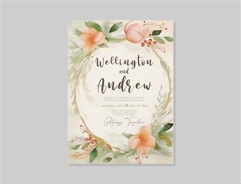 Premium Psd Psd Printable Greenery Floral Wedding Invitation Template