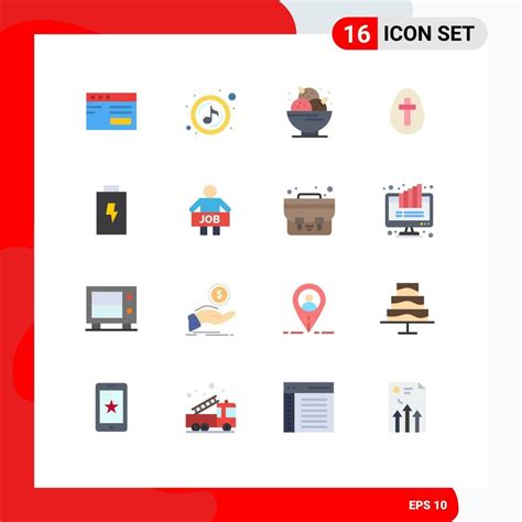 Pack Of 16 Modern Flat Colors Signs And Symbols For Web Print Media Such As Battery Holiday