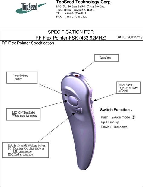 topseed technology tsaf 001 laser pointer and rf remote control user