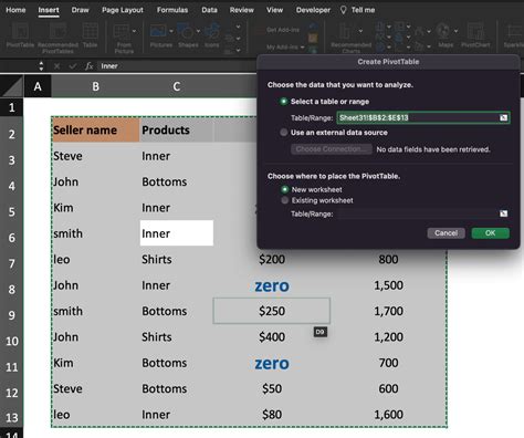 Az Excel Pivot Table Használata Tartomány Beállítása Tartomány