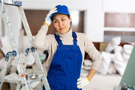 Woman Foreman Expresses Dissatisfaction With Repair Work Performed Stock Image Image Of