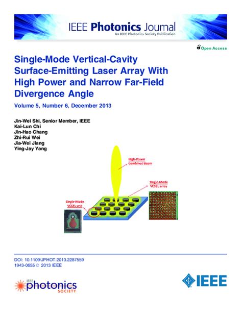 Pdf Single Mode Vertical Cavity Surface Emitting Laser Array With High Power And Narrow Far
