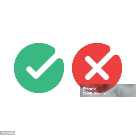 核取記號圖示綠色刻度線和紅十字會核取記號平面圖標設置孤立在白色背景上的向量圖向量圖形及更多剔號圖片 剔號 橫越 專長 istock
