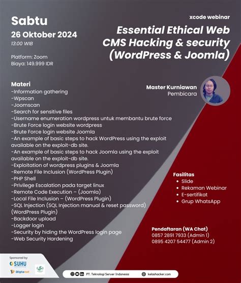Master Kurniawan On Linkedin Webinar X Code Essential Hacking Web Cms Hacking And Security