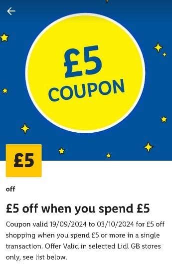 Lidl 5 Off Minimum 5 Spend Via Lidl App Selected Stores At Lidl