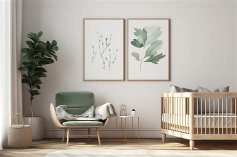 Premium Ai Image Rectangular Frame Poster Mockup On A Light Concrete Background Generative Ai