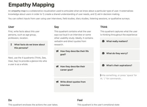 User Empathy Mapping Notion Template