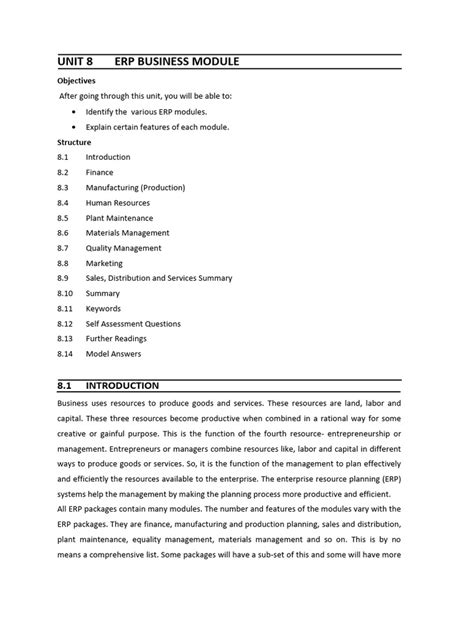 Erp Unit 8 Pdf