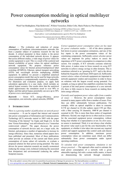 pdf power consumption modeling in optical multilayer networks