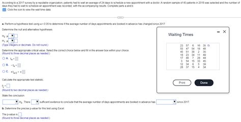Solved Days They Had To Wait To Schedule An Appointment Was Chegg Com