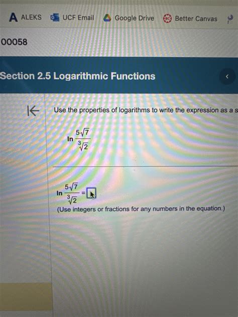 Solved Use The Properties Of ﻿logarithms To ﻿write The