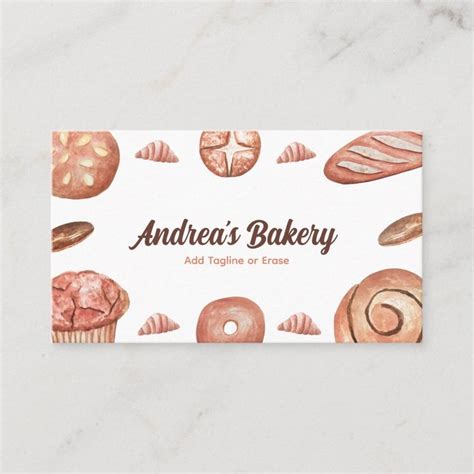 Watercolor Bread Loaf And Pastry Baker Chef Bakery Business Card Zazzle