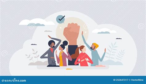 Youth Empowerment And Activism Movement Encouragement Tiny Person Concept Cartoon Vector