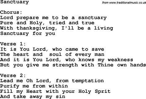 Country Southern And Bluegrass Gospel Song Sanctuary Lyrics