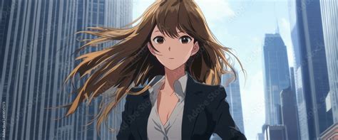 Anime Businesswoman 4k Animation Featuring A Confident Businesswoman