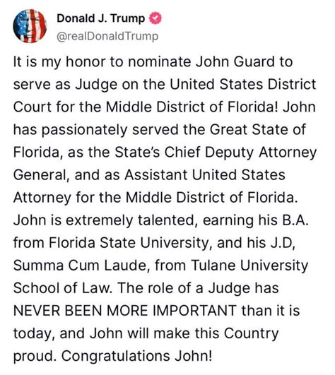 Trump Nominates Five Judges Including John Guard And Kyle Dudek To Us
