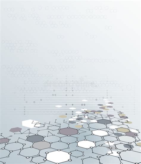 Abstract Dna Molecule Structure With Polygon On Light Gray Color Stock