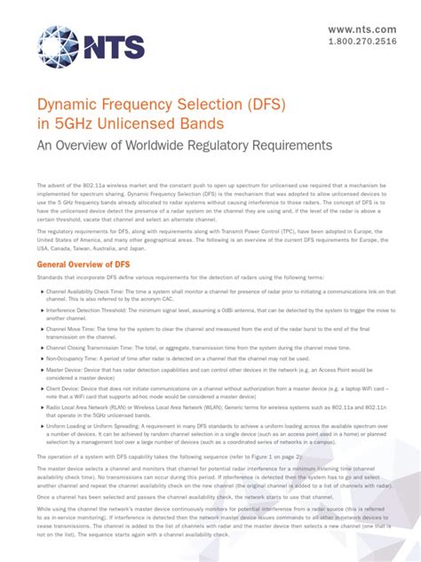 Dynamic Frequency Selection And The 5ghz Unlicensed Band Pdf Radio