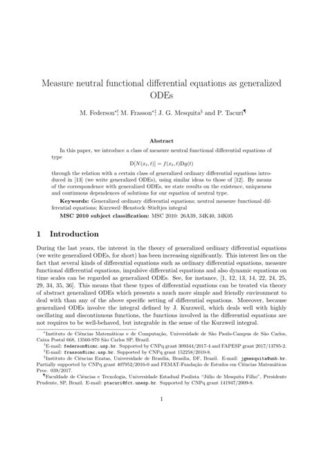 Pdf Measure Neutral Functional Differential Equations As Generalized Odes