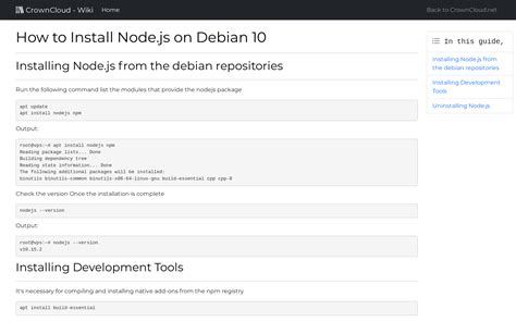 Crowncloud Wiki How To Install Node Js On Debian 10