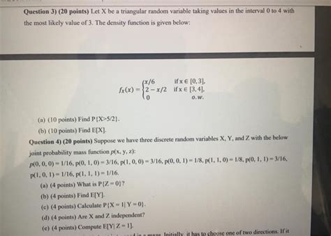 Solved Question 3 20 Points Let X Be A Triangular Random
