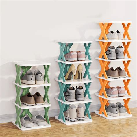 간단한 다층 신발 보관 정리함 공간 절약형 신발 선반 문 신발 캐비닛 욕실 선반 옷장 정리함 Aliexpress