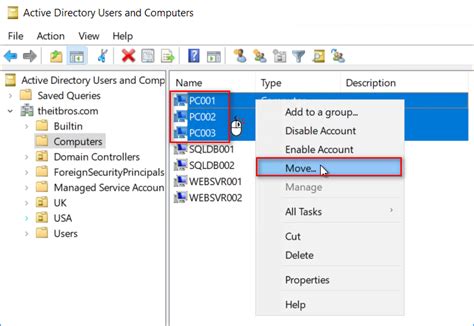 Moving Active Directory Computers To A Different Ou Theitbros