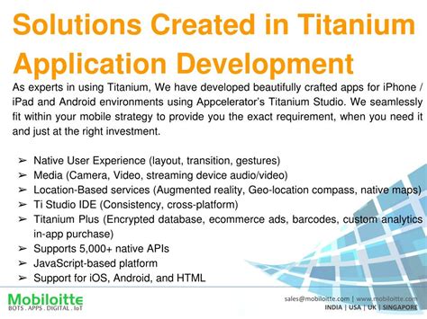 Ppt Titanium Application Development Mobiloitte Powerpoint