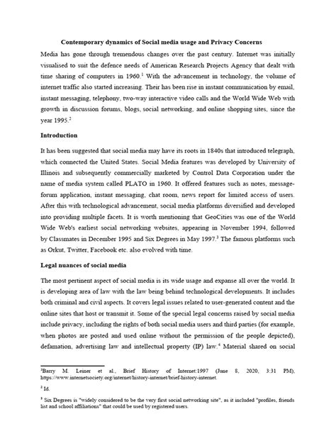Contemporary Dynamics Of Social Media Usage And Privacy Concerns Pdf