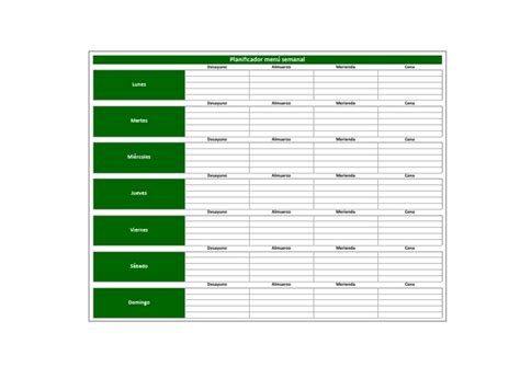 Planilla De Excel Menu Semanal Pdf Planilla De Excel Menu Semanal Pdf