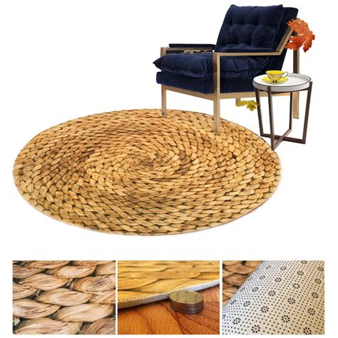 라운드 카펫 매트 화학 섬유 현대 거실 침실 카펫 바닥 깔개 안티 스키드 장식 요가 목욕 매트 80x80cm카펫 Aliexpress