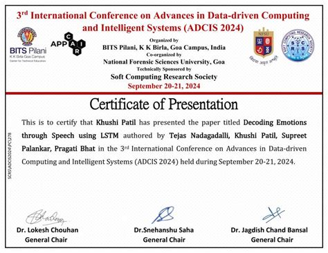 Machinelearning Adcis2024 Emotionrecognition Lstm Bitspilani Datascience Ai Pragati Bhat