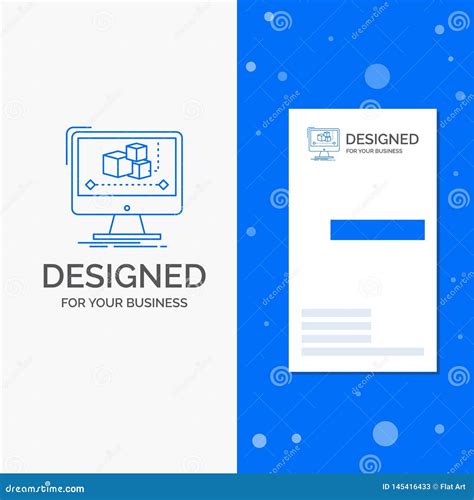 Business Logo For Animation Computer Editor Monitor Software Vertical Blue Business