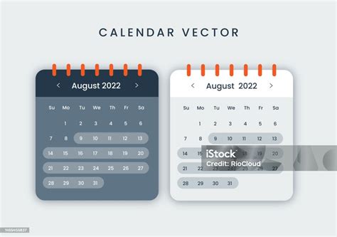 Calendar Ui Design Template Vector Stock Illustration Download Image