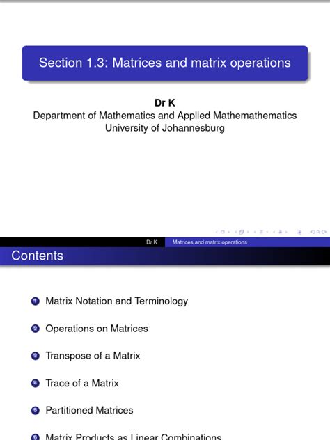 13 Matrices And Matrix Operations Pdf Matrix Mathematics
