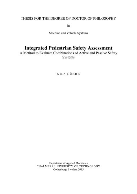 Pdf Integrated Pedestrian Safety Assessment A Method To Evaluate