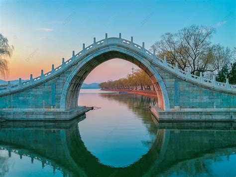 Chinese Style Ancient Architecture Bridge Cave Summer Palace Bridge Background Ink Antiquity