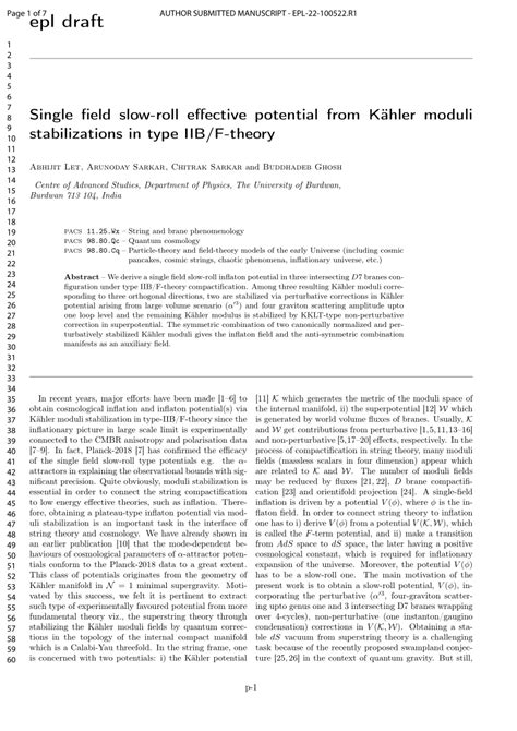 pdf single field slow roll effective potential from kähler moduli