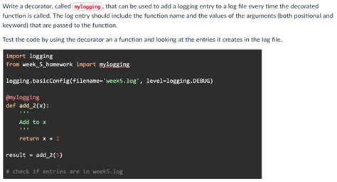 Solved Write A Decorator Called That Can Be Used To Add A