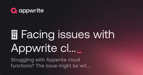 ⚡ Facing Issues With Appwrite Cloud Functions Threads Appwrite