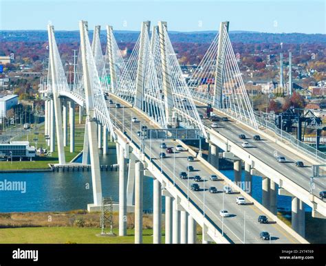 Aerial View Of The New Goethals Bridge Spanning Arthur Kill Strait
