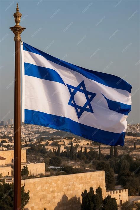 Vibrant Israel Flag Image With Bold Blue And White Colors Premium Ai