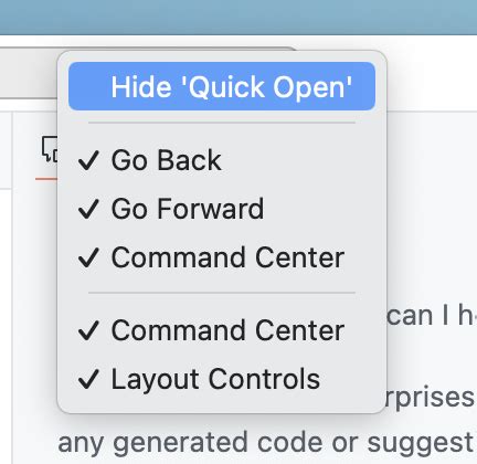 Command Center Menu Shows Hide Quick Open Menu Entry Issue Microsoft Vscode Github