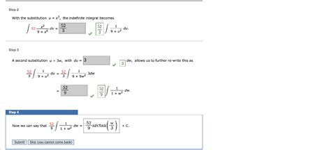 Solved Step 2 With The Substitution U X The Indefinite