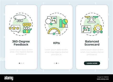 Performance Management Tools Onboarding Mobile App Screen Stock Vector