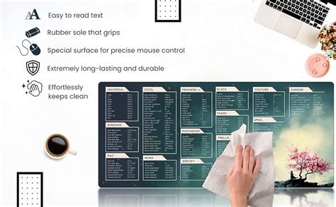 Amazon Excel Cheat Sheet Desk Mat Large Keyboard Pad With Office Shortcut Keys For PC